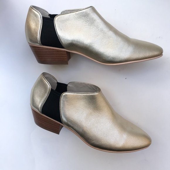 Anthropologie | Shoes | Intentionally Blank City Gold Chelsea Booties ...